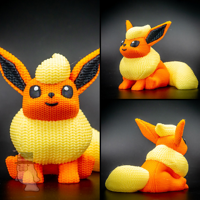 Knitted Flareon - Coloured Prints - Hex3d :: Mini Manatee New Zealand