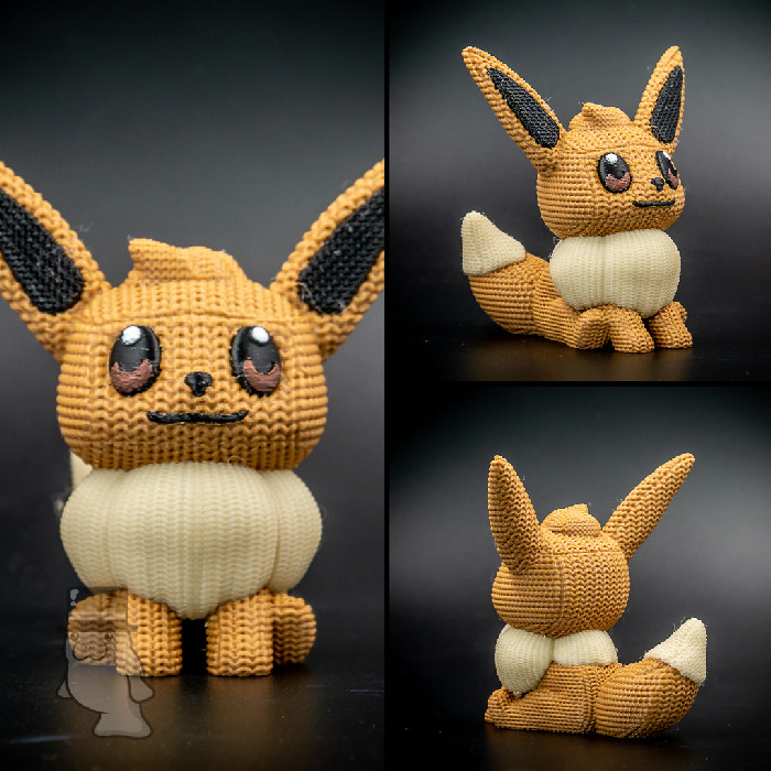 Knitted Eevee - Coloured Prints - Hex3d :: Mini Manatee New Zealand
