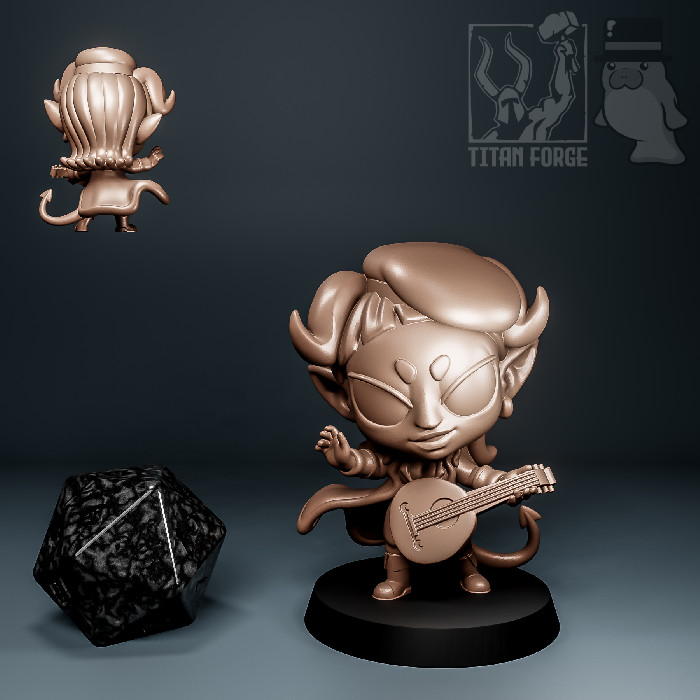 CHIBI Tiefling Bard - Titan Forge :: Mini Manatee New Zealand