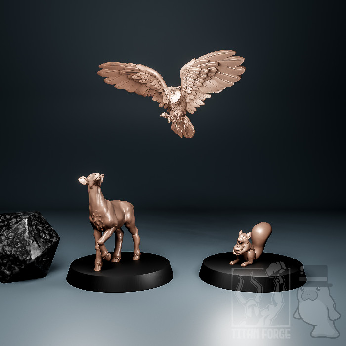 Owl, Squirrel and Deer - Titan Forge :: Mini Manatee New Zealand