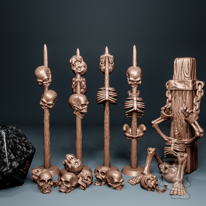 Skull Spikes and Piles - Skeleton Scatter v2 - Stormforge Miniatures ...
